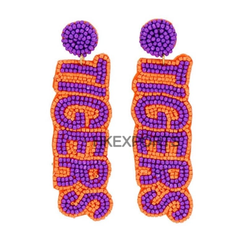 Clemson LSU Tigers Tiger Seed Bead Game Day Earrings– Hkfashionindia ...